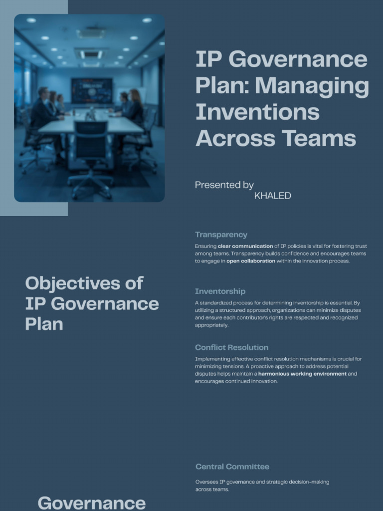 Presentation - IP Governance Plan Managing Inventions Across Teams | PDF