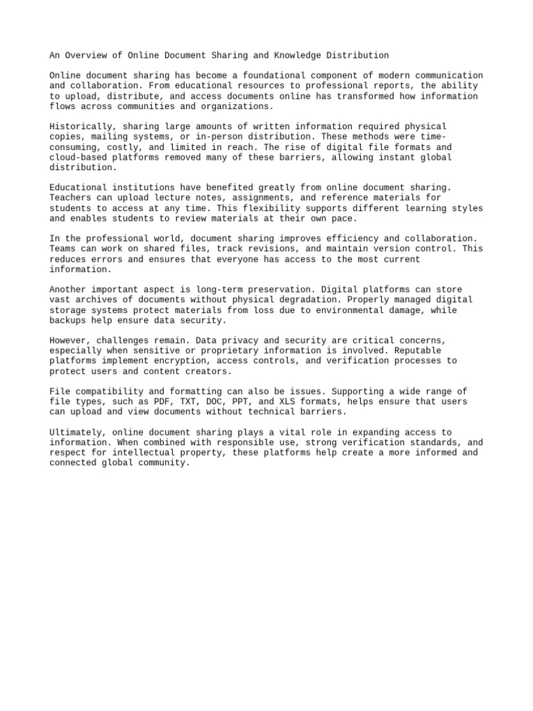 Benefits of Online Document Sharing | PDF