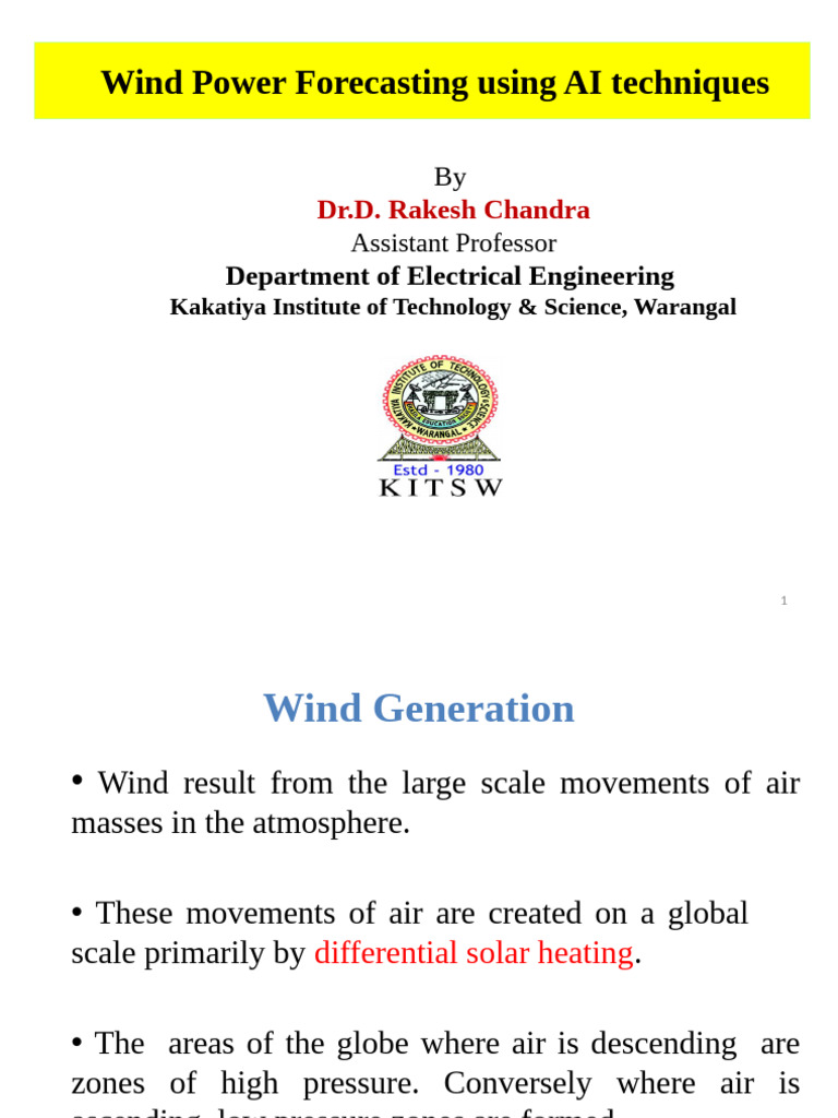 Wind Power Forecasting Using AI Techniques | PDF | Wind Power | Forecasting