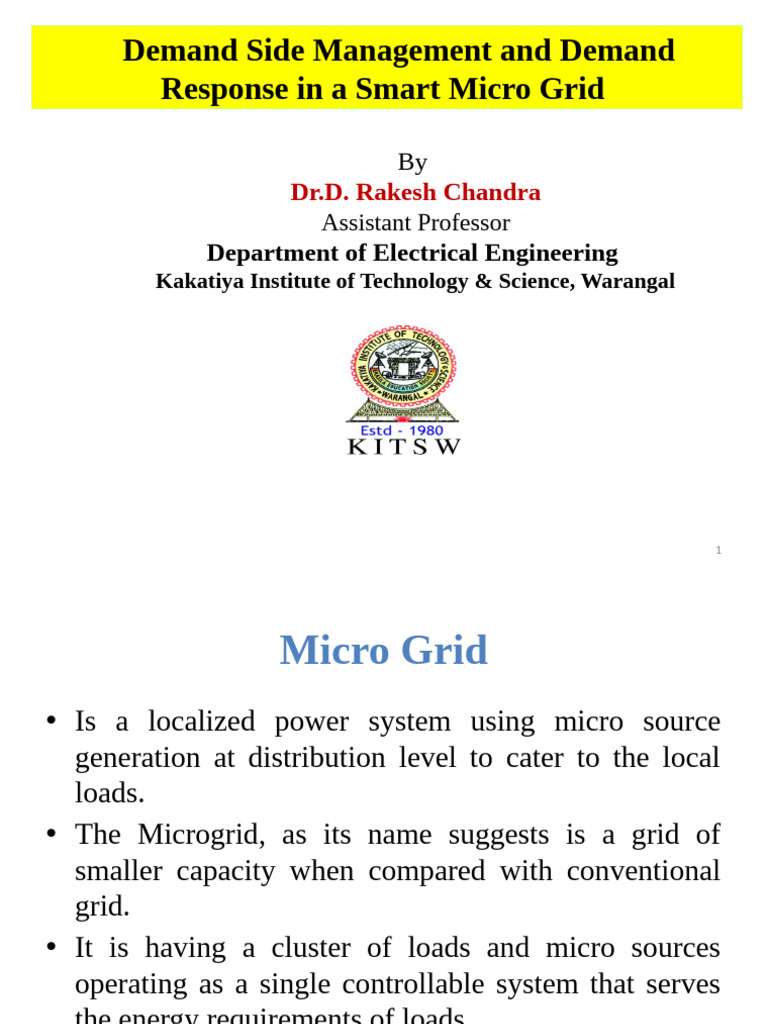 Demand Side Management and Demand Response in A Smart Micro Grid | PDF ...