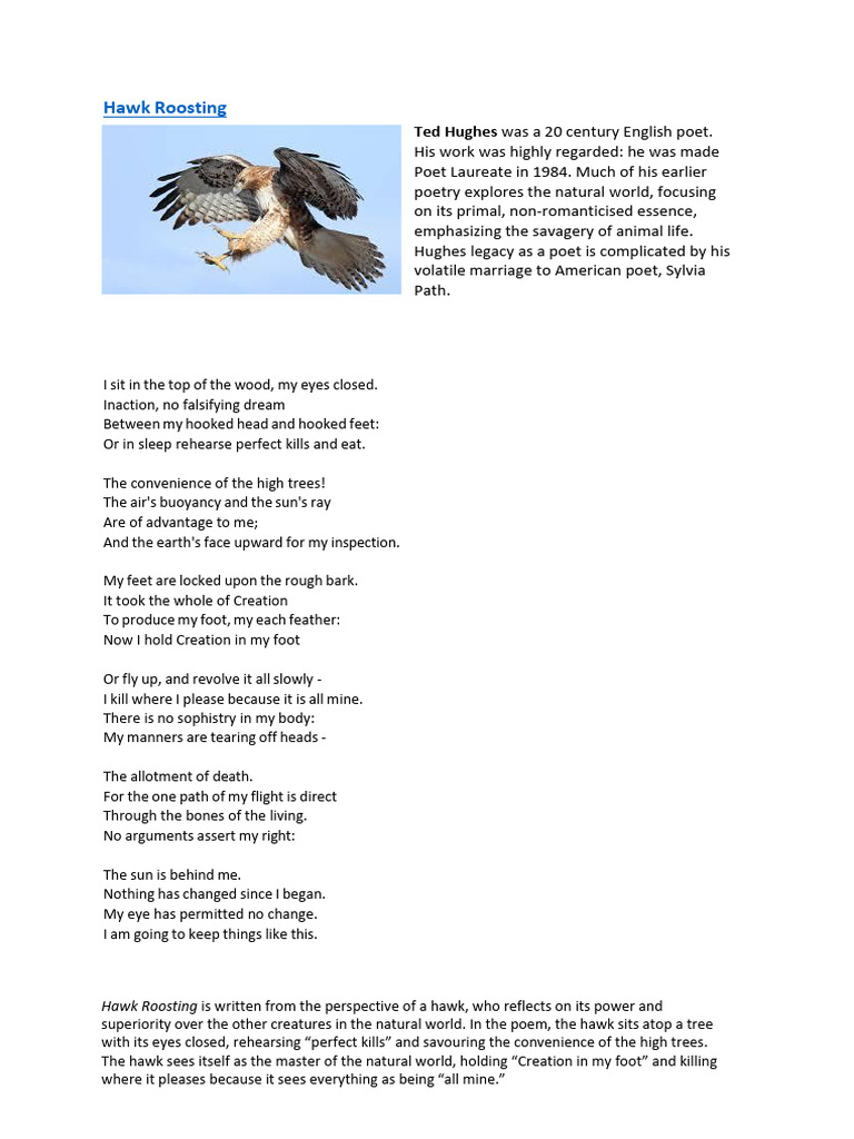 Poem - Hawk Roosting | PDF