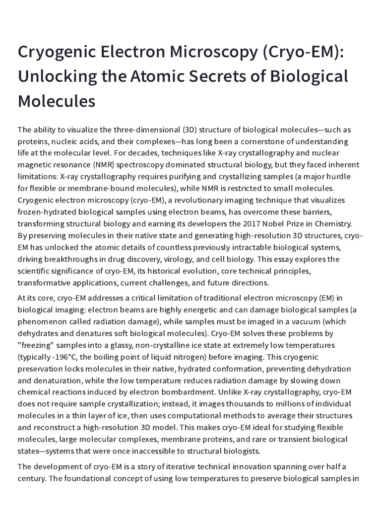 Cryogenic Electron Microscopy (Cryo-EM) - Unlockin | PDF | Structural ...