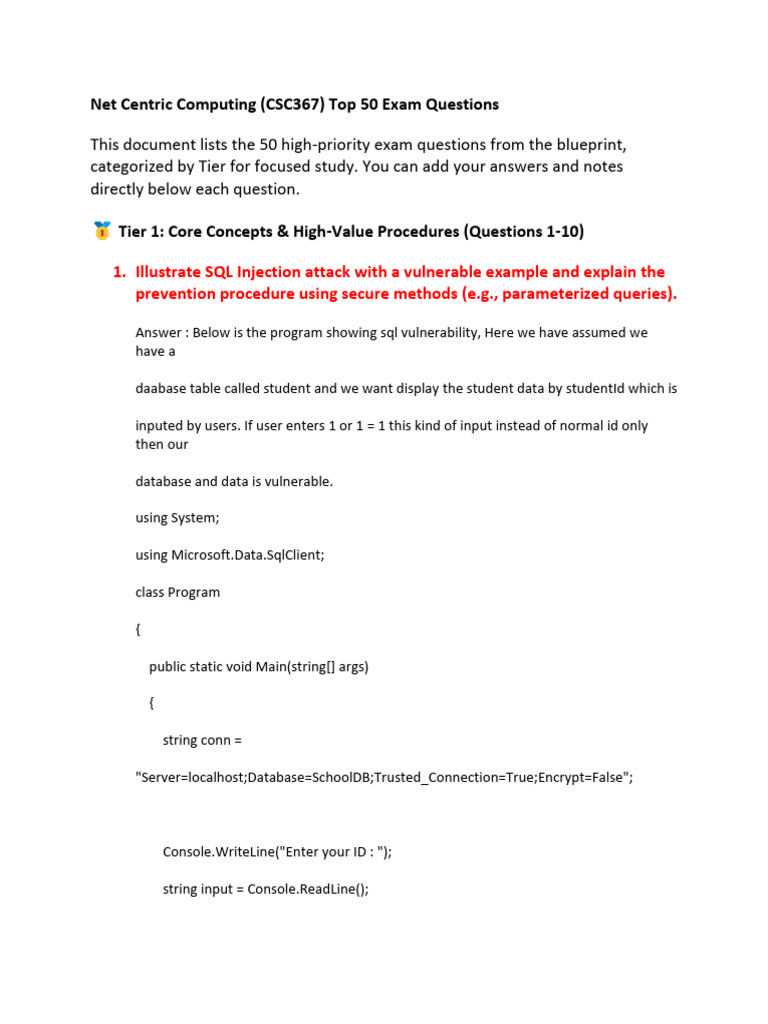Net Centric Computing Top 50 Questions | PDF | Networking | Internet & Web