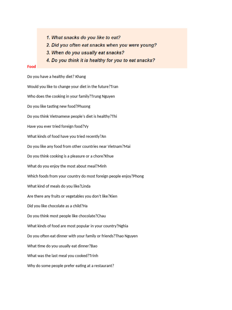 Practice Food | PDF