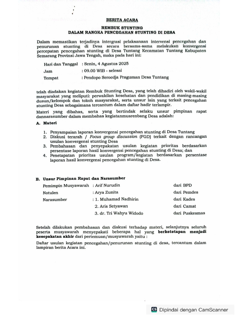 Ba Rembug Stunting Desa Tuntang 2025 | PDF
