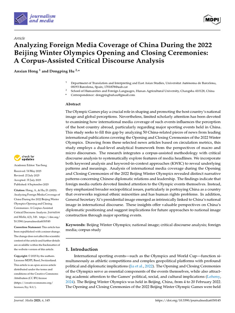 Analyzing Foreign Media Coverage of China During The 2022 (2025) | PDF ...