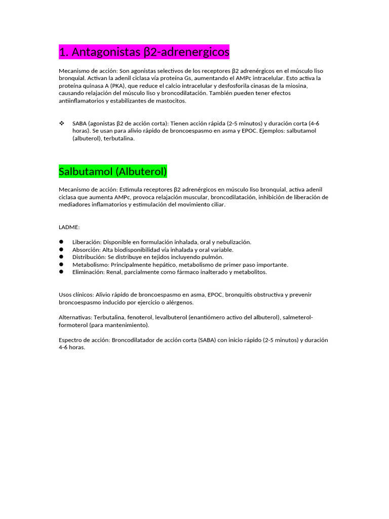 Bronco Dilat Adores | PDF | Asma | Drogas