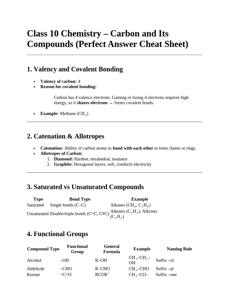 Class 10 Chemistry: Carbon Compounds Guide | PDF | Carbon | Carboxylic Acid