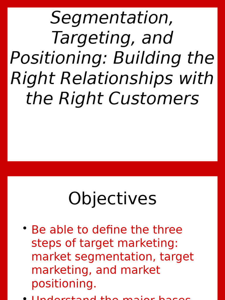 Segmentation J Targeting J and Positioning | PDF | Market Segmentation ...