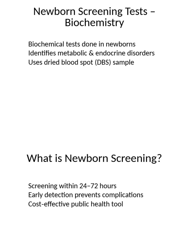 Newborn Screening Tests Overview | PDF