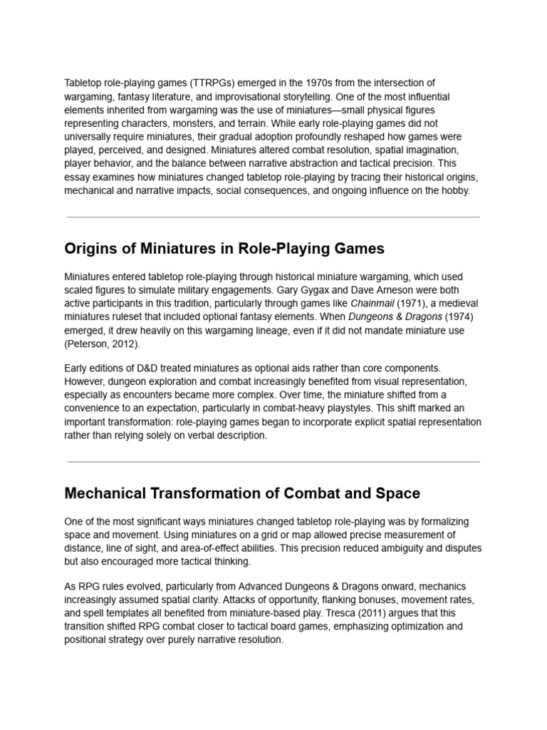 How Miniatures Changed Tabletop Role-Playing | PDF | Role Playing Games ...
