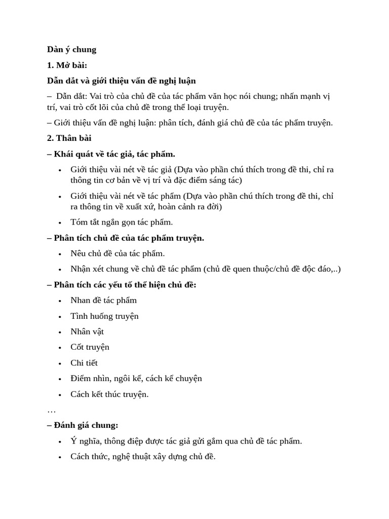 Dàn Ý Chung | PDF