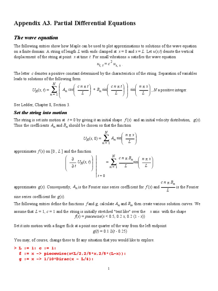 Maple A3 | PDF | Wave Equation | Fourier Series