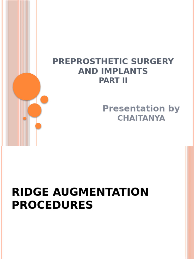 Preprosthetic Surgery Part II | PDF | Dental Implant | Dentures