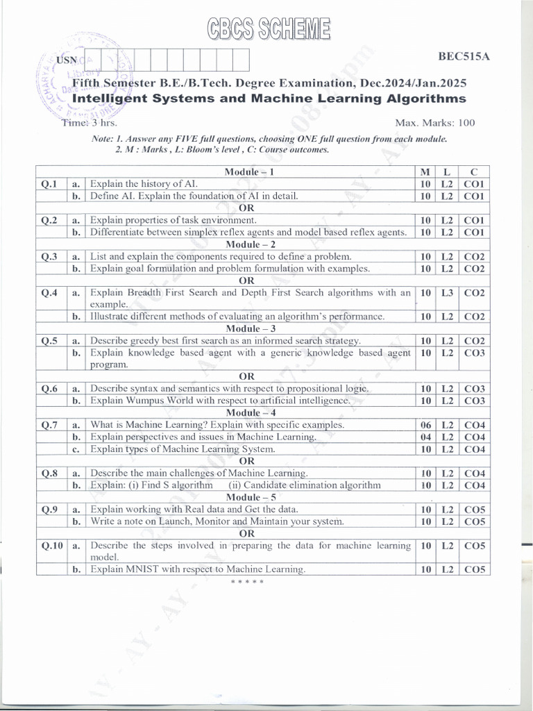 Intelligent Systems and Machine Learning Algorithms-BEC515A | PDF | Machine Learning ...