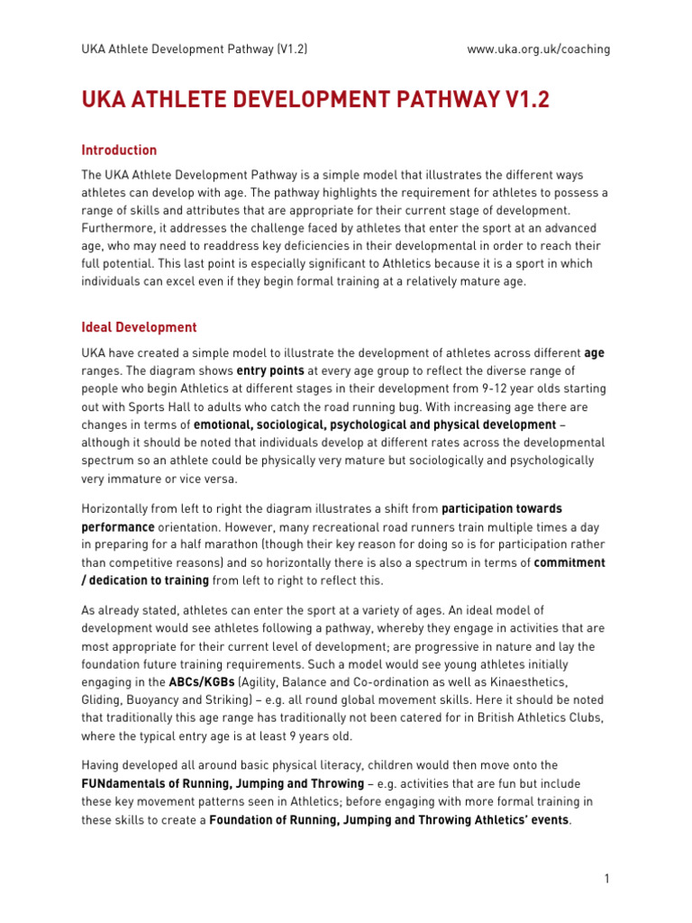 UKA Athlete Development Pathway Guide | PDF | Learning | Psychology