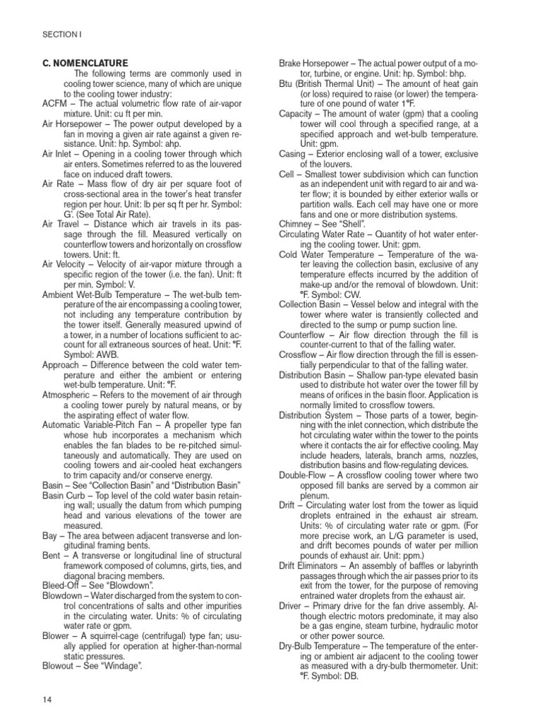 Cooling Tower Terminology Explained | PDF | Horsepower | Mechanical ...
