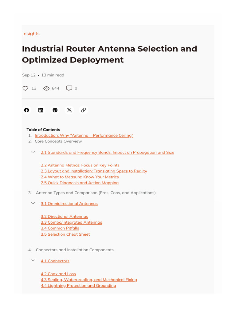 Industrial Router Antenna Selection and Optimized Deployment | PDF ...