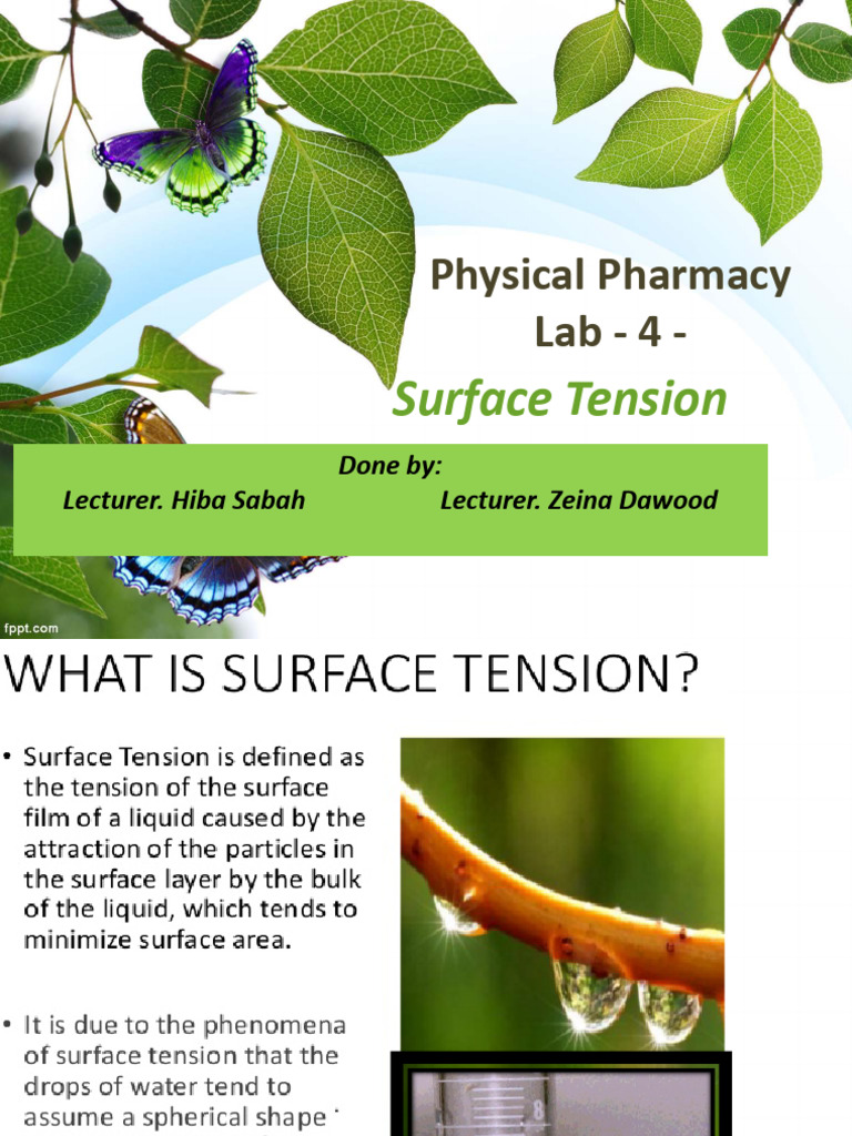 Physical Pharmacy Lab - 4 - Surface Tension | PDF | Surface Tension ...