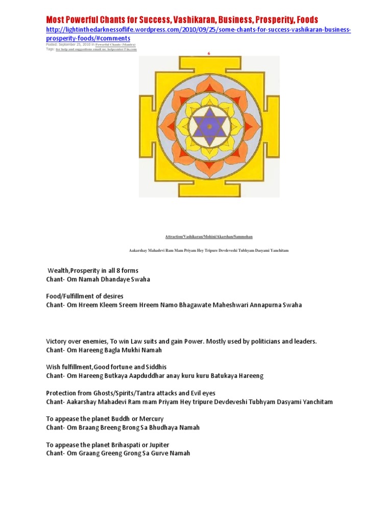 Most Powerful Chants For Success | PDF | Tantra | Hindu Deities