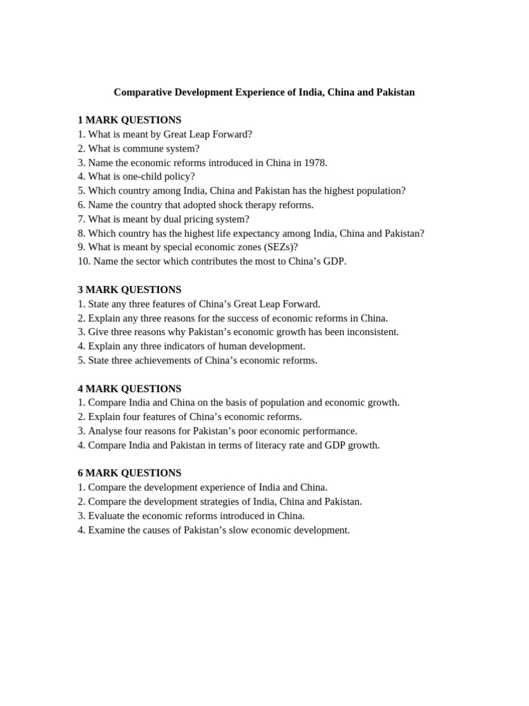 CBSE Class 12 Economics PYQ Questions | PDF