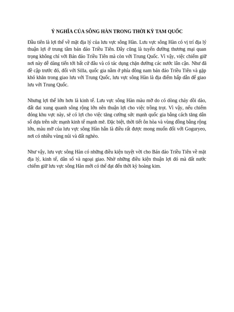 ý Nghĩa Của Sông Hàn Trong Thời Kỳ Tam Quốc | PDF