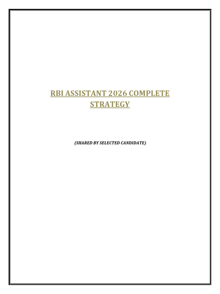RBI Assistant 2026 Exam Strategy Guide | PDF