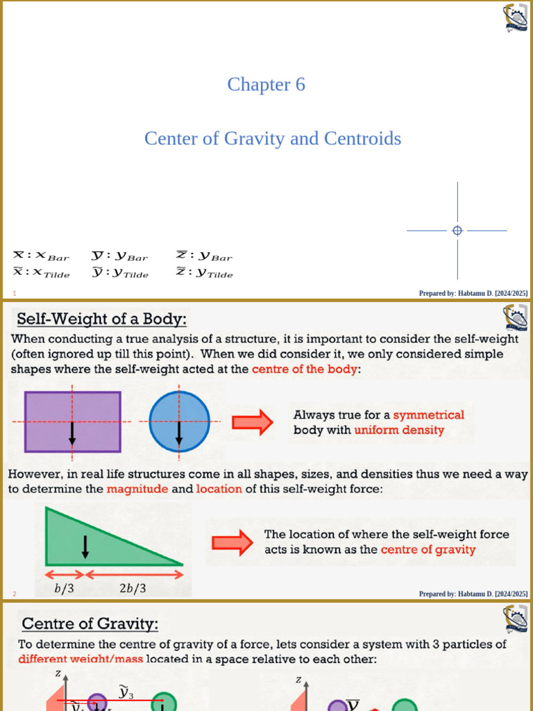 Centroids and Center of Gravity Explained | PDF | Area | Center Of Mass