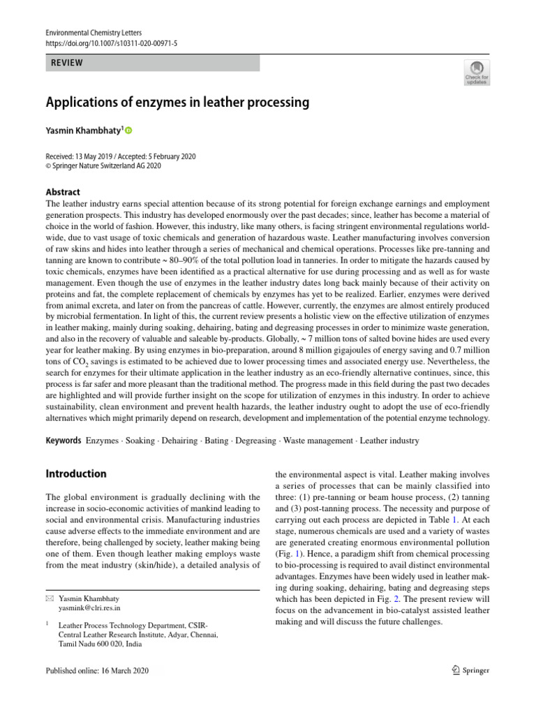 Application of Enzymes in Leather Industry | PDF | Leather | Enzyme
