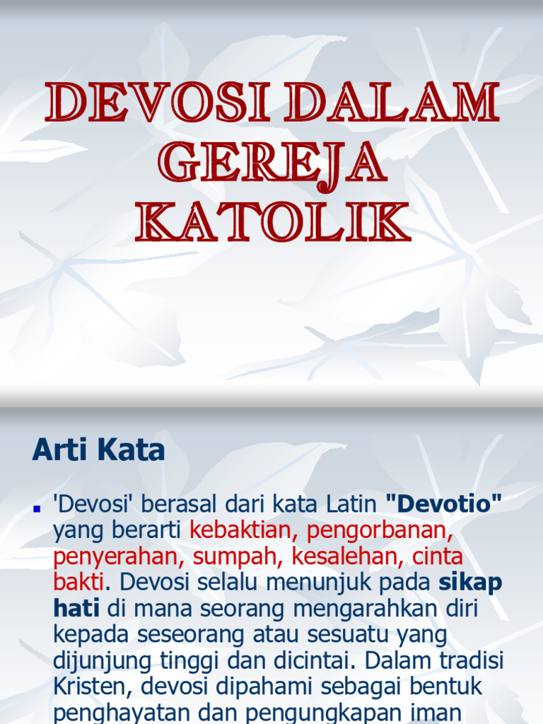 Devosi dalam Gereja Katolik: Pengertian dan Praktik | PDF