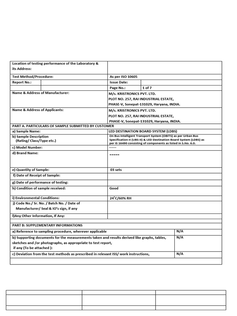 Led Destination Board System (LDBS) Iso 10605 Kristronics Draft | PDF ...