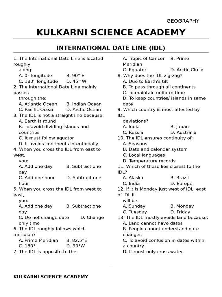 4 - International Date Line (IDL) | PDF | Equator | Geography