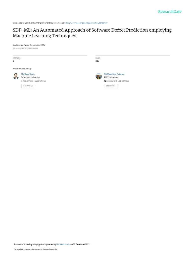 SDP-ML An Automated Approach of Software Defect Prediction Employing ...