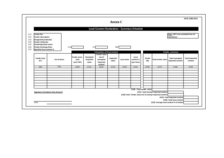 Copy of Annexure C for Local Content Declaration 3 | PDF