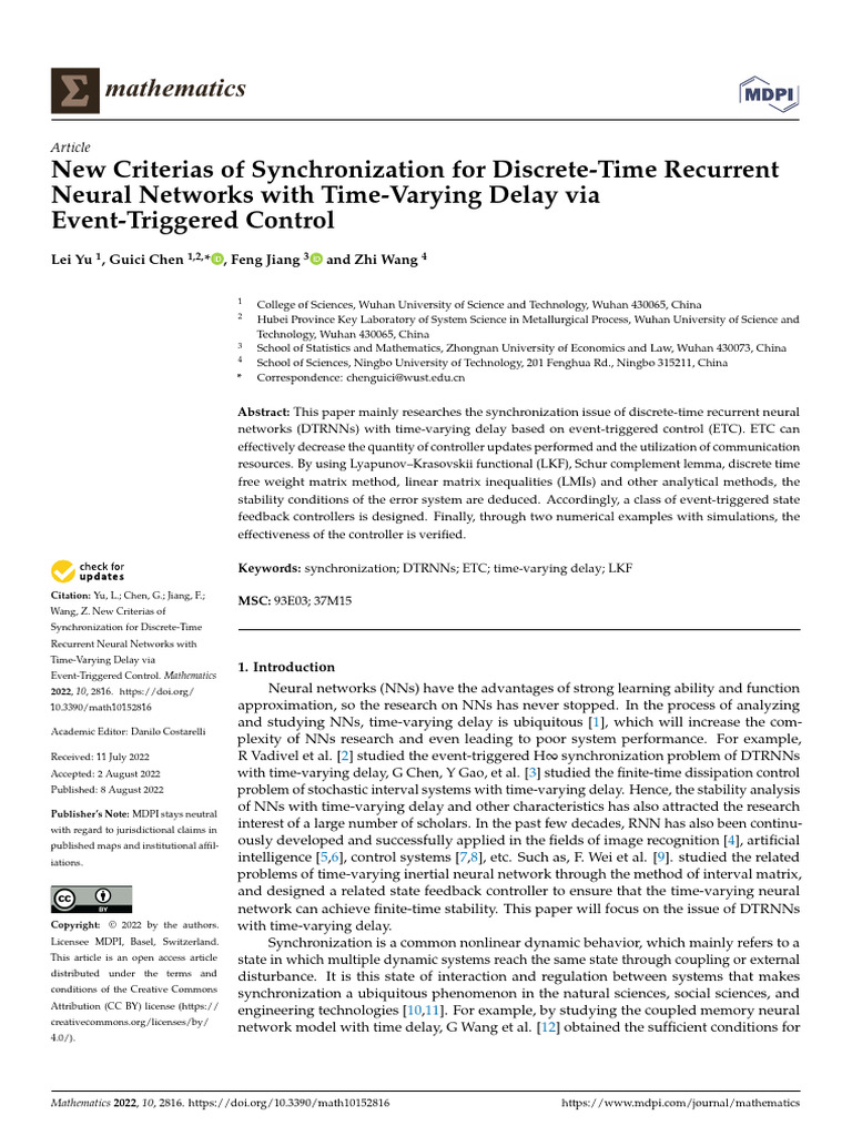 New Criterias of Synchronization for Discrete-Time Recurrent Neural ...
