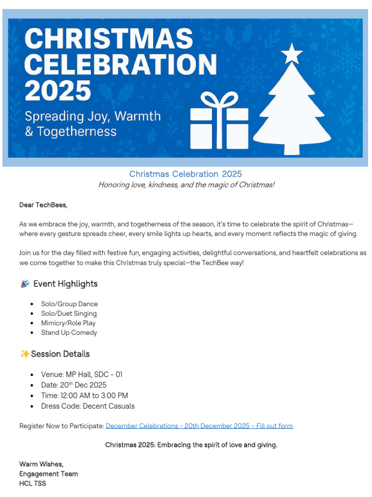 Christmas Celebration 2025 Details | PDF