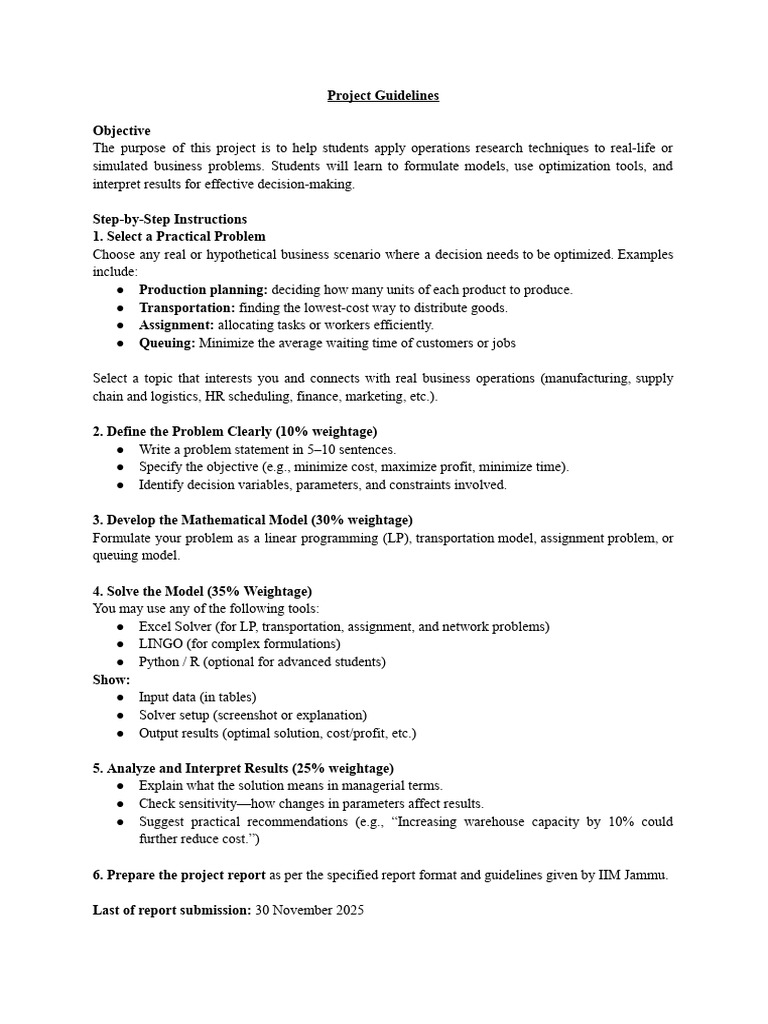 Project Guidlines | PDF
