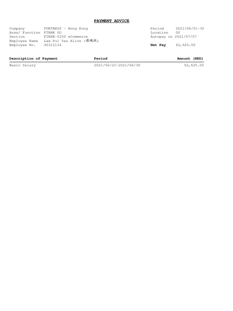 Payment Advice: Net Pay | PDF