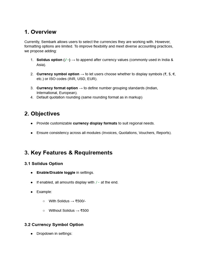 Customizable Currency Display Options | PDF