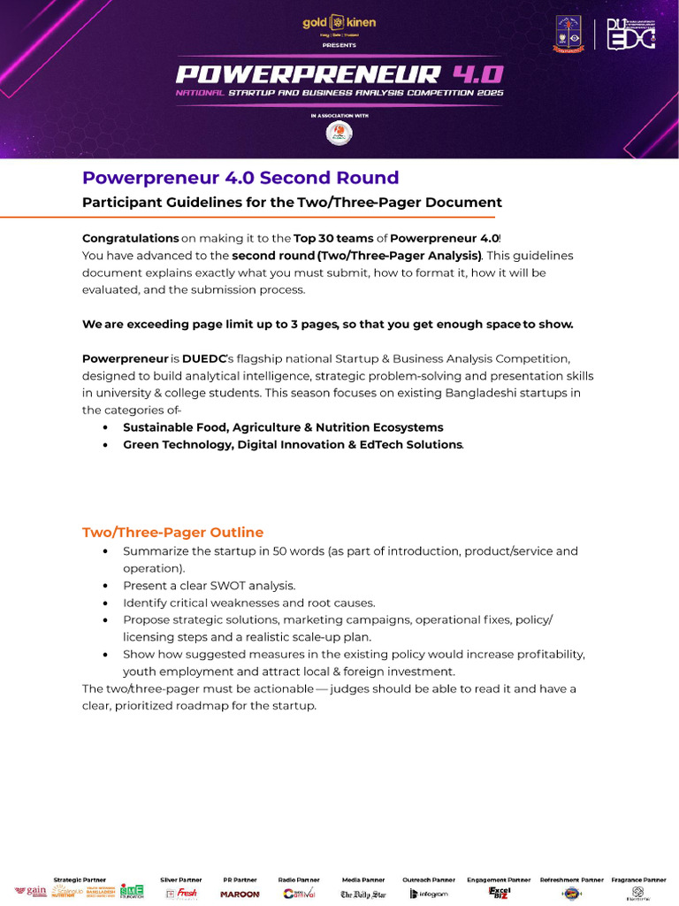 3 Pager Guideline - Powerpreneur 4 | PDF