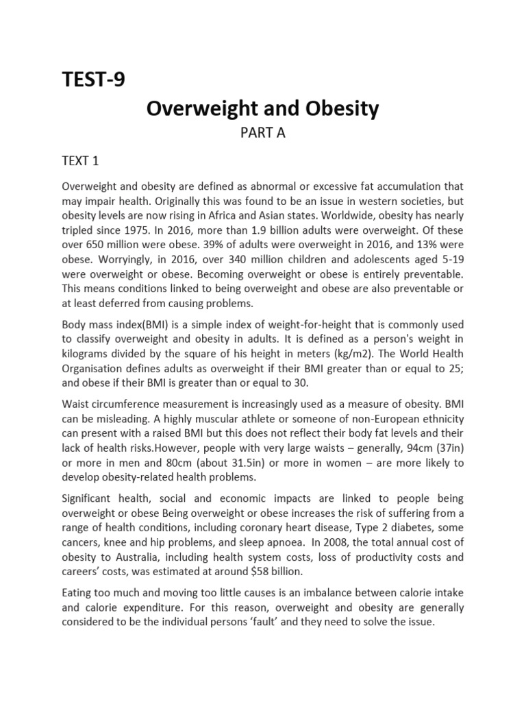 BenchMark Reading Tests 159 164 | PDF | Obesity | Body Mass Index