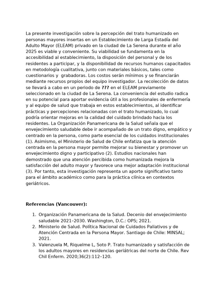Viabilidad Del Proyecto Tesis | PDF | Vejez | Enfermería