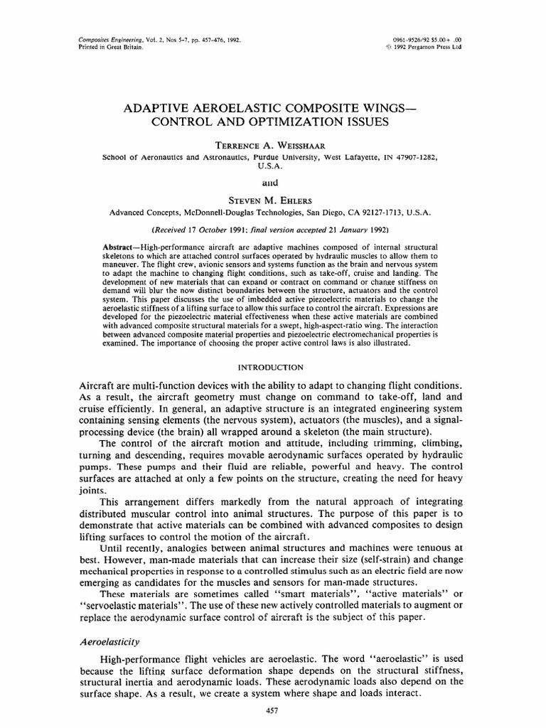 Adaptive Aeroelastic Composite Wings | PDF | Mechanics | Aviation