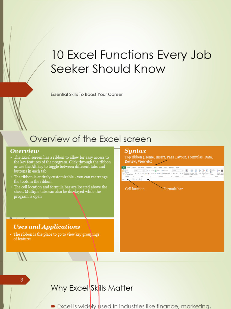 Essential Excel Functions for Job Seekers | PDF | Microsoft Excel ...