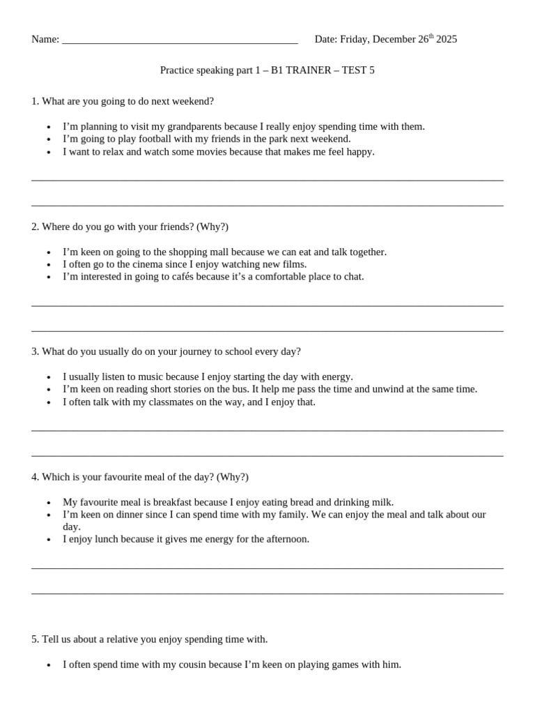 Practice Speaking Part 3 - Test 8 - Collins | PDF | Meal | Cuisine