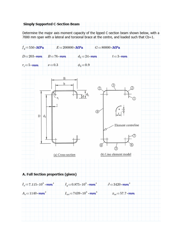 C-Section Beam Moment Capacity Analysis | PDF | Beam (Structure ...