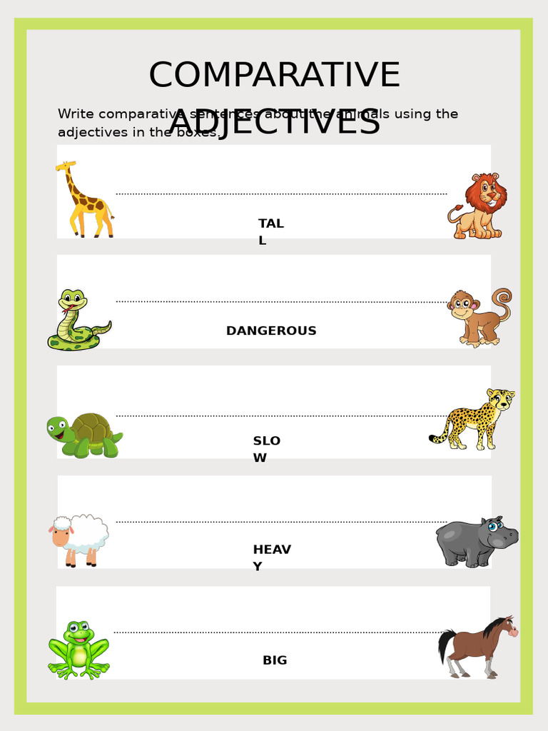 Comparative Adjectives for Animals | PDF