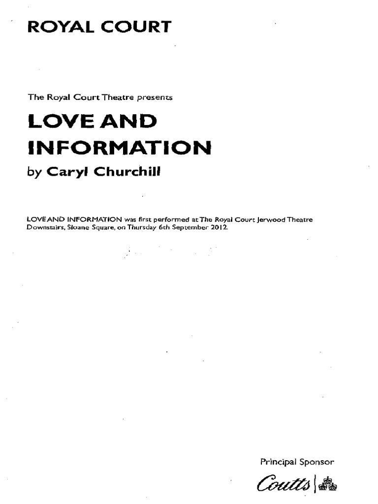 Churchill, Caryl - Love and Information | PDF | Performing Arts | Theatre