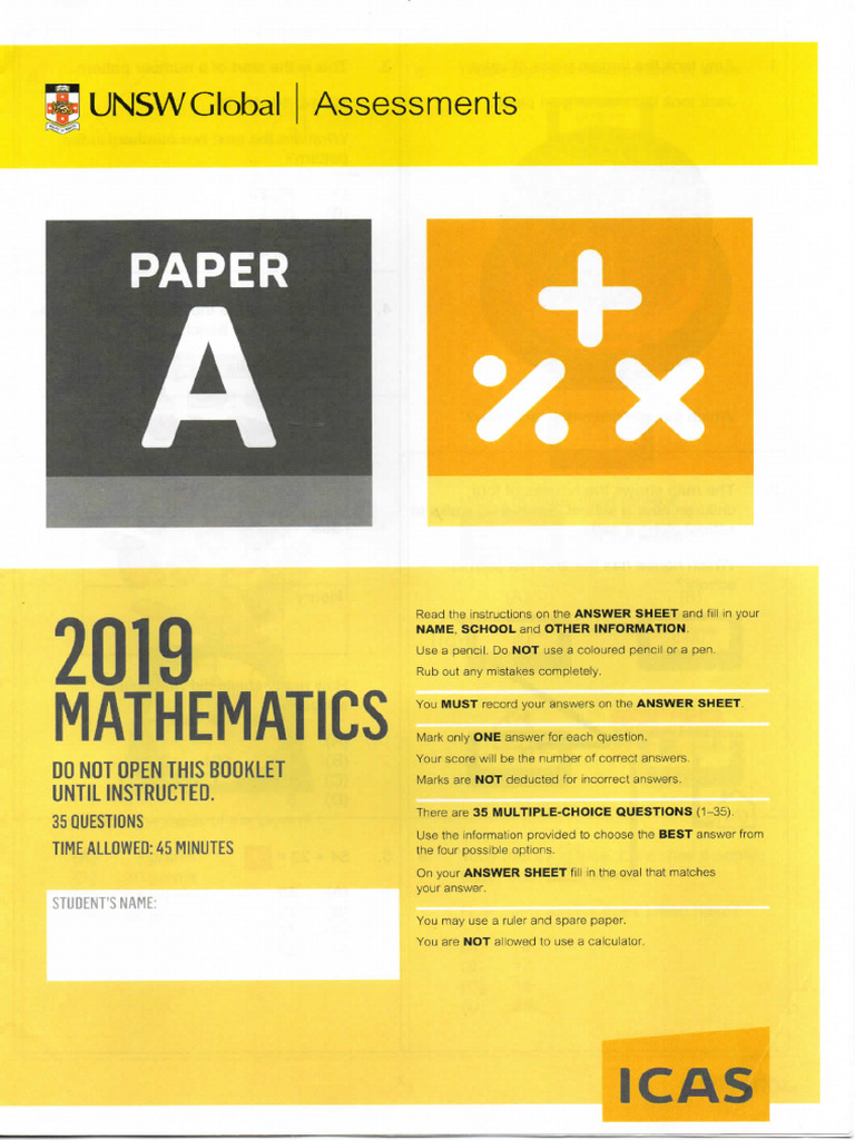 ICAS Math 2019 Paper A | PDF