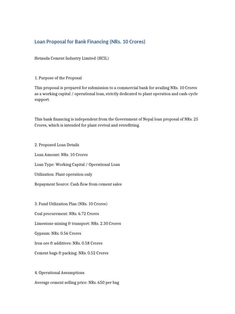 HCIL Bank Loan Proposal 10 Crores | PDF